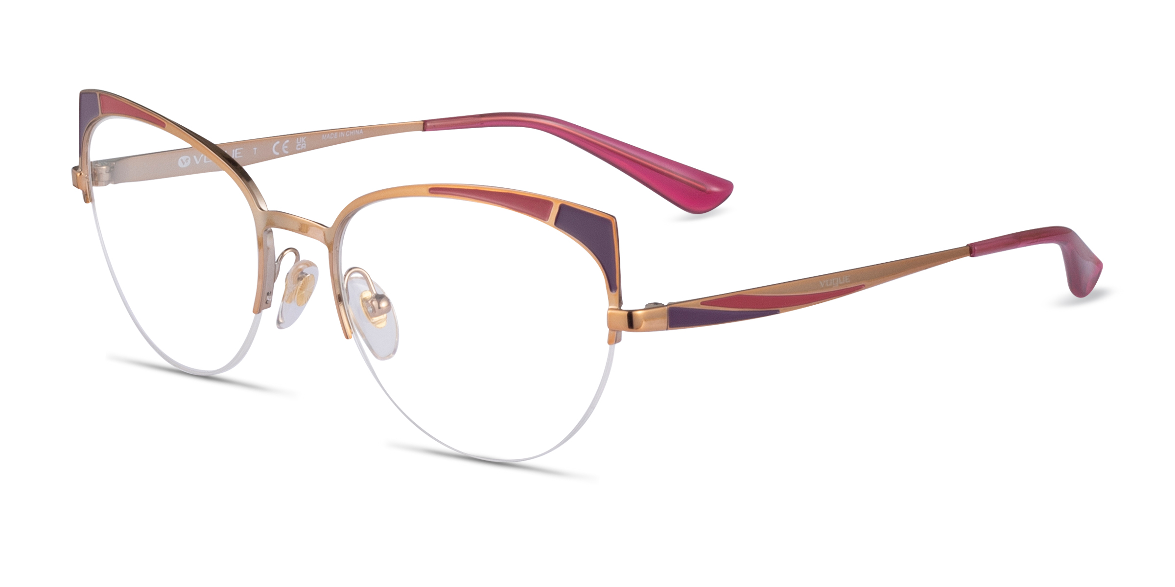 Vogue Eyewear VO4153 - Cat Eye Pink Purple Rose Gold Frame Glasses For ...