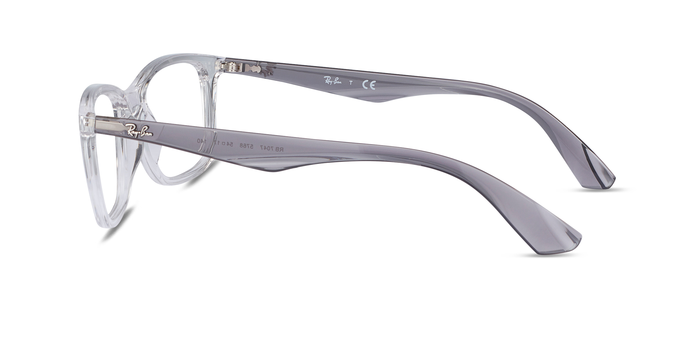 Ray-Ban RB7047 - Rectangle Clear & Gray Frame Eyeglasses | Eyebuydirect