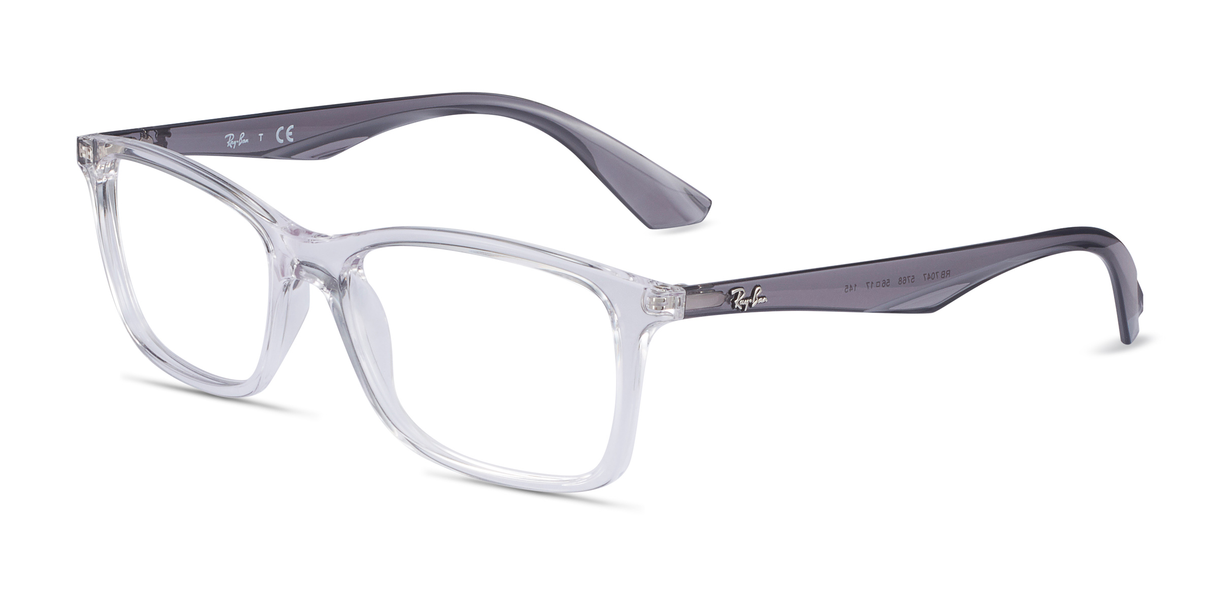 Ray-Ban RB7047 - Rectangle Clear & Gray Frame Eyeglasses | Eyebuydirect ...