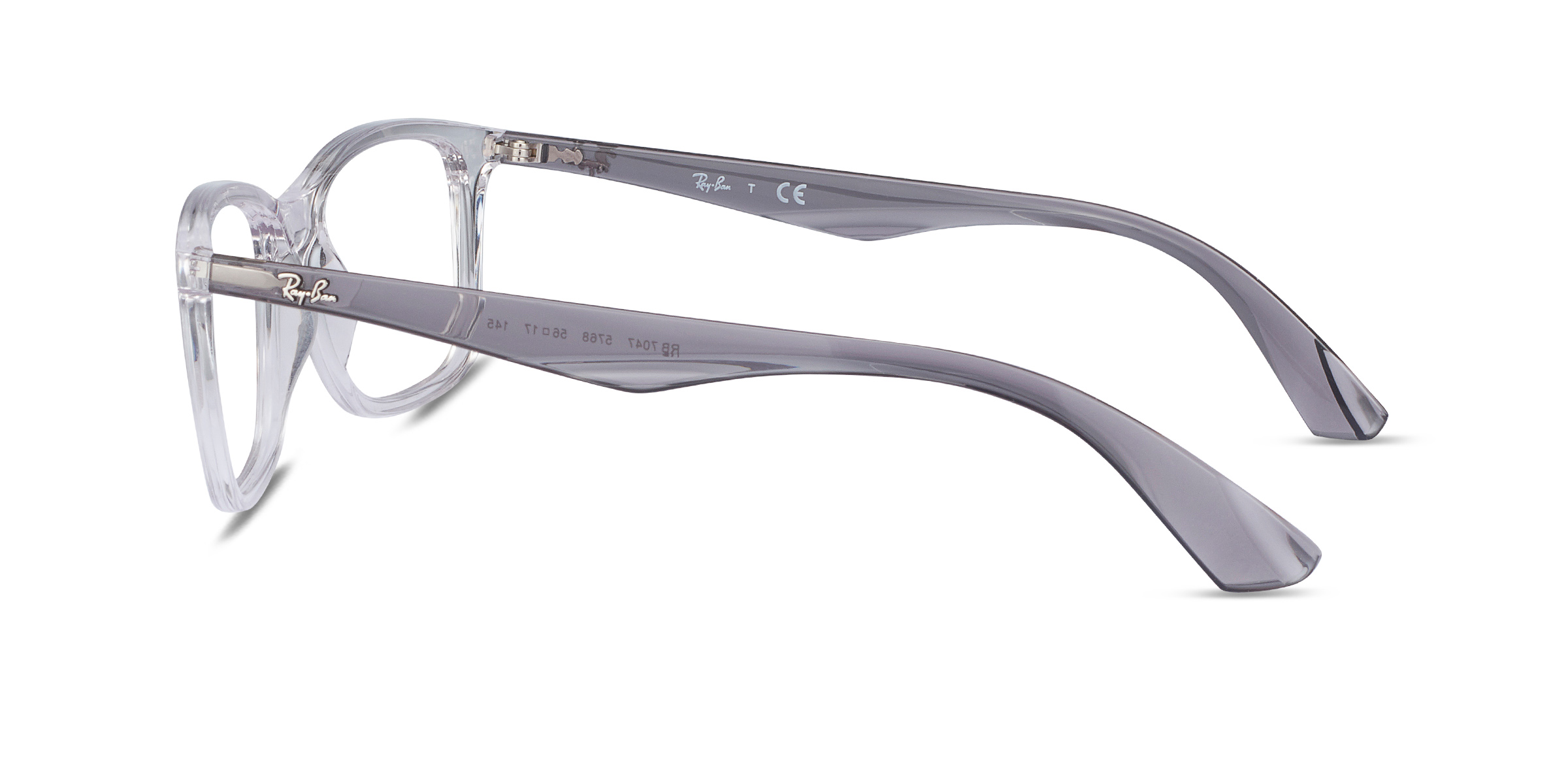Ray-Ban RB7047 - Rectangle Clear & Gray Frame Eyeglasses | Eyebuydirect