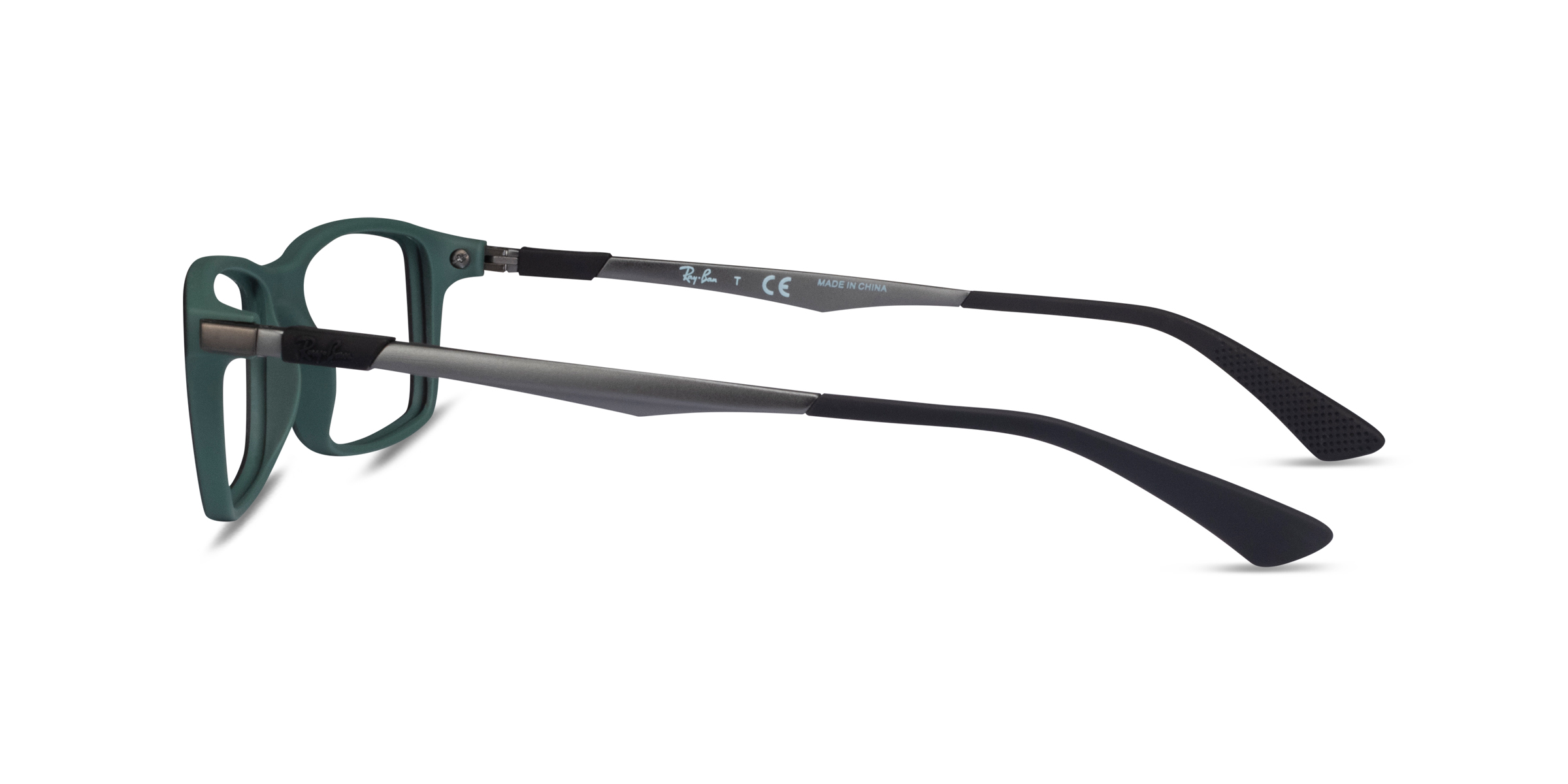 Ray-Ban RB7017 - Rectangle Black Green Gunmetal Frame Eyeglasses ...