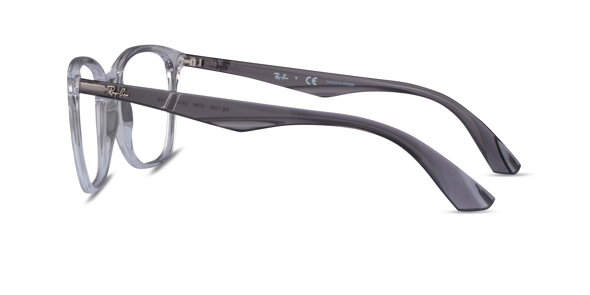 Ray-Ban RB7066 - Square Clear Gray Frame Eyeglasses | Eyebuydirect
