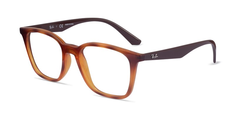 Ray-Ban RB7177 - Square Tortoise Brown Frame Eyeglasses | Eyebuydirect ...