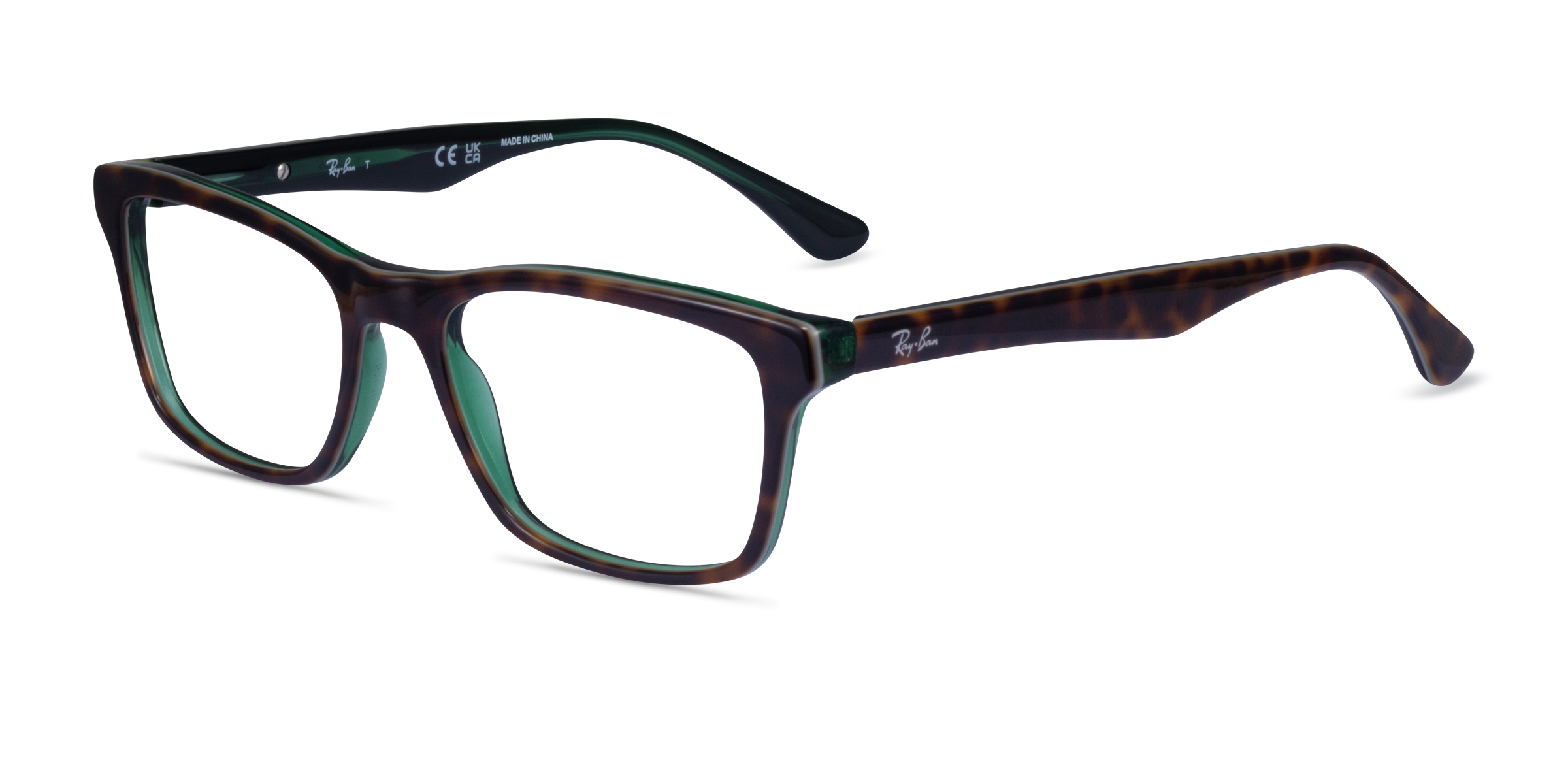 Ray-Ban RB5279 - Rectangle Tortoise Green Frame Eyeglasses | Eyebuydirect