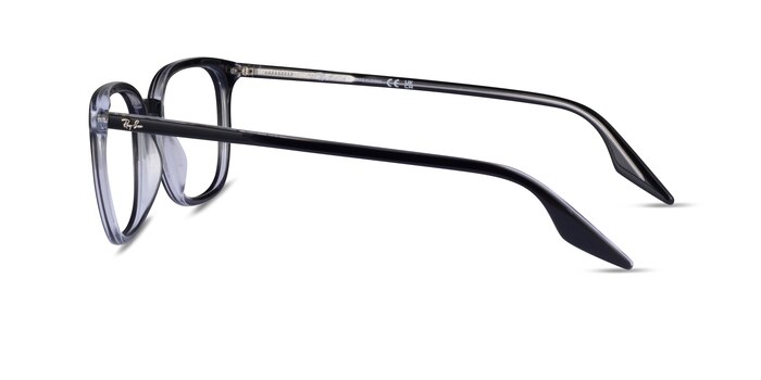 Ray-Ban RB5406 - Rectangle Black On Transparent Frame Eyeglasses ...