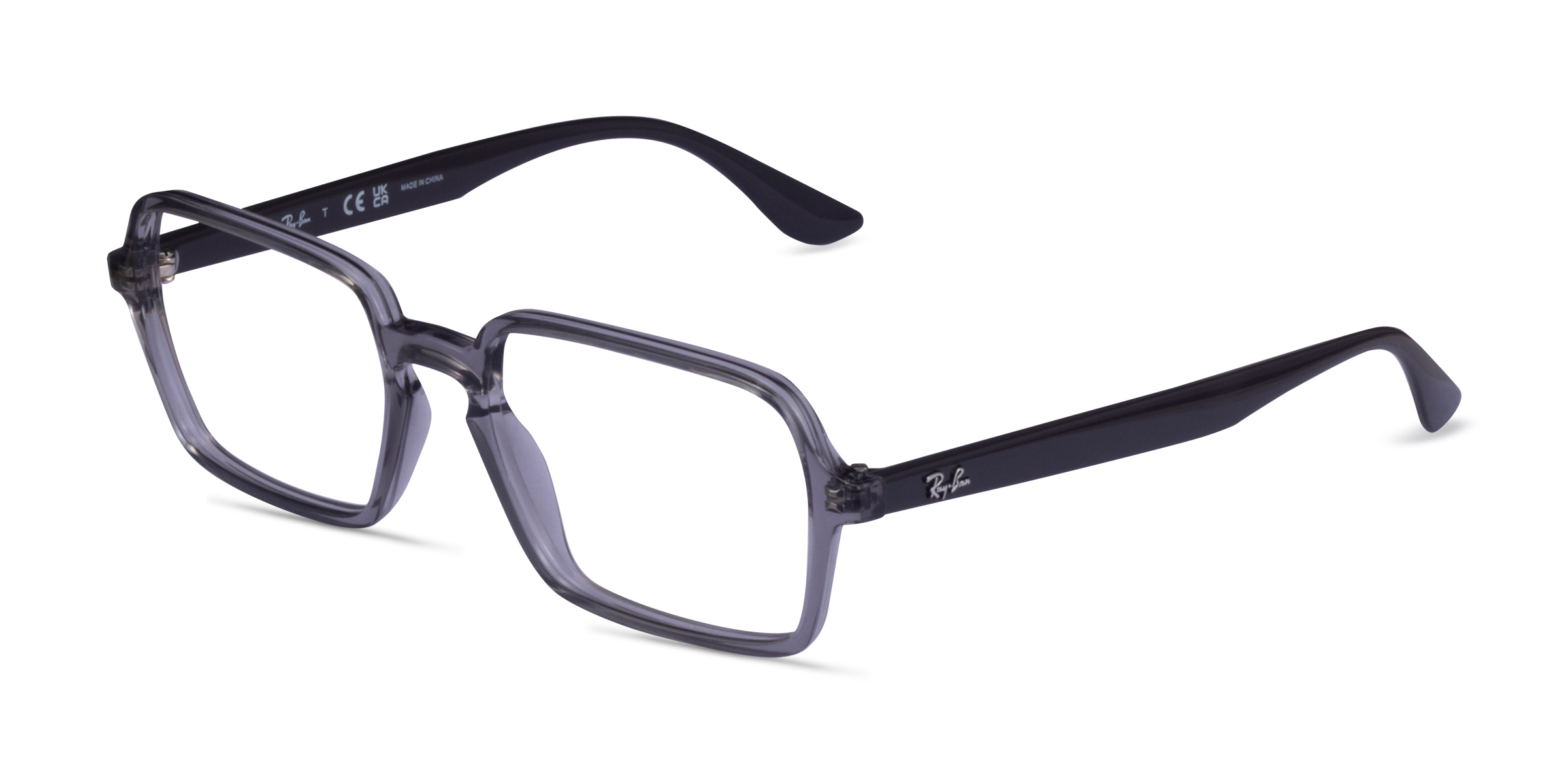 Ray-Ban RB7198 - Rectangle Transparent Gray Frame Eyeglasses ...