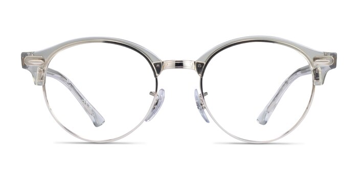Ray-Ban RB4246V Clubround - Browline White Transparent Frame Eyeglasses ...