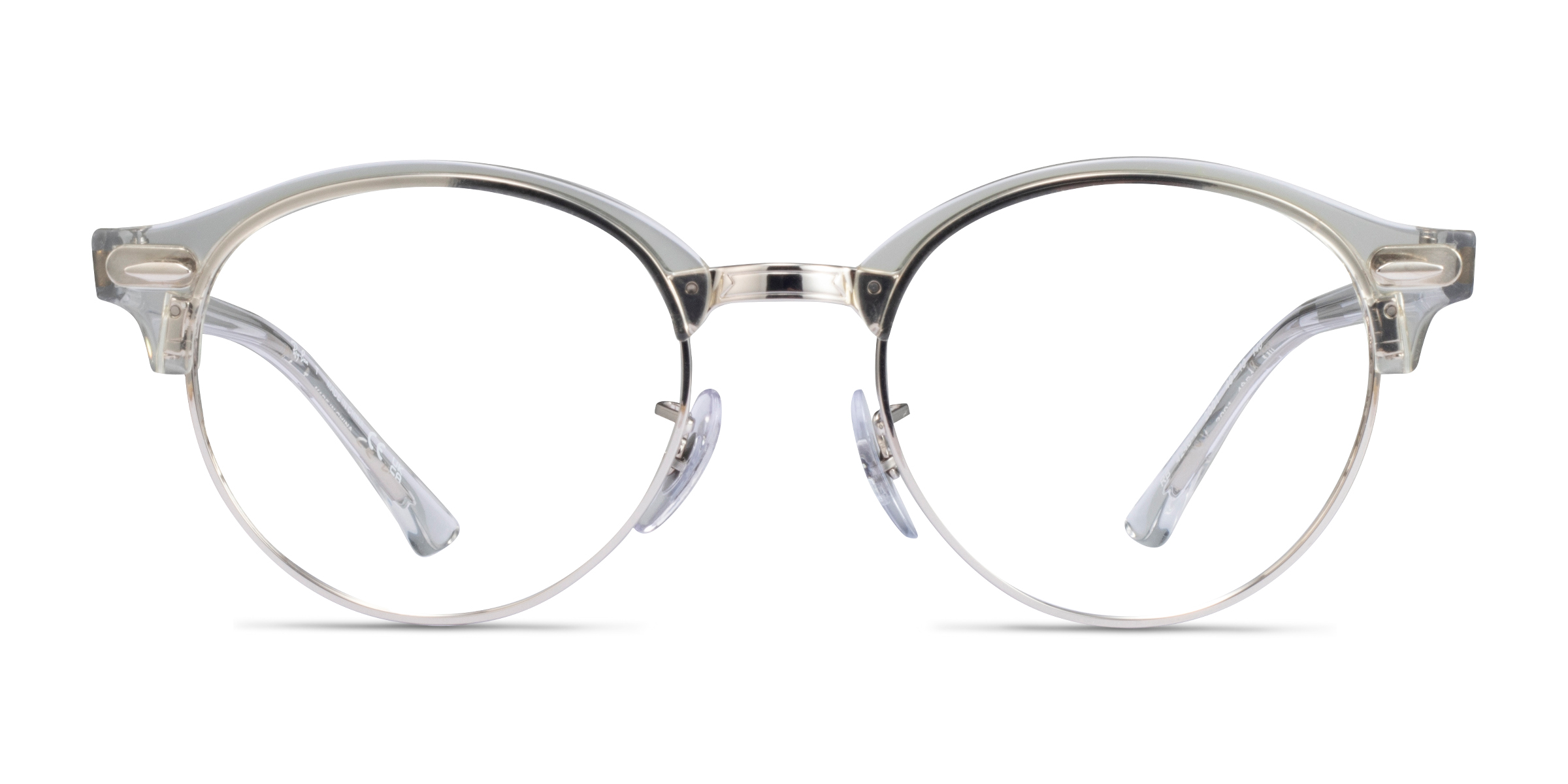 Ray-Ban RB4246V Clubround - Browline White Transparent Frame Eyeglasses ...