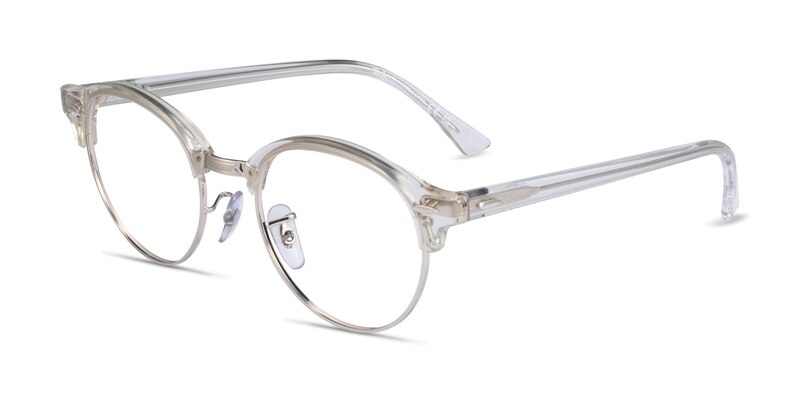 Ray-Ban RB4246V Clubround - Browline White Transparent Frame Eyeglasses ...