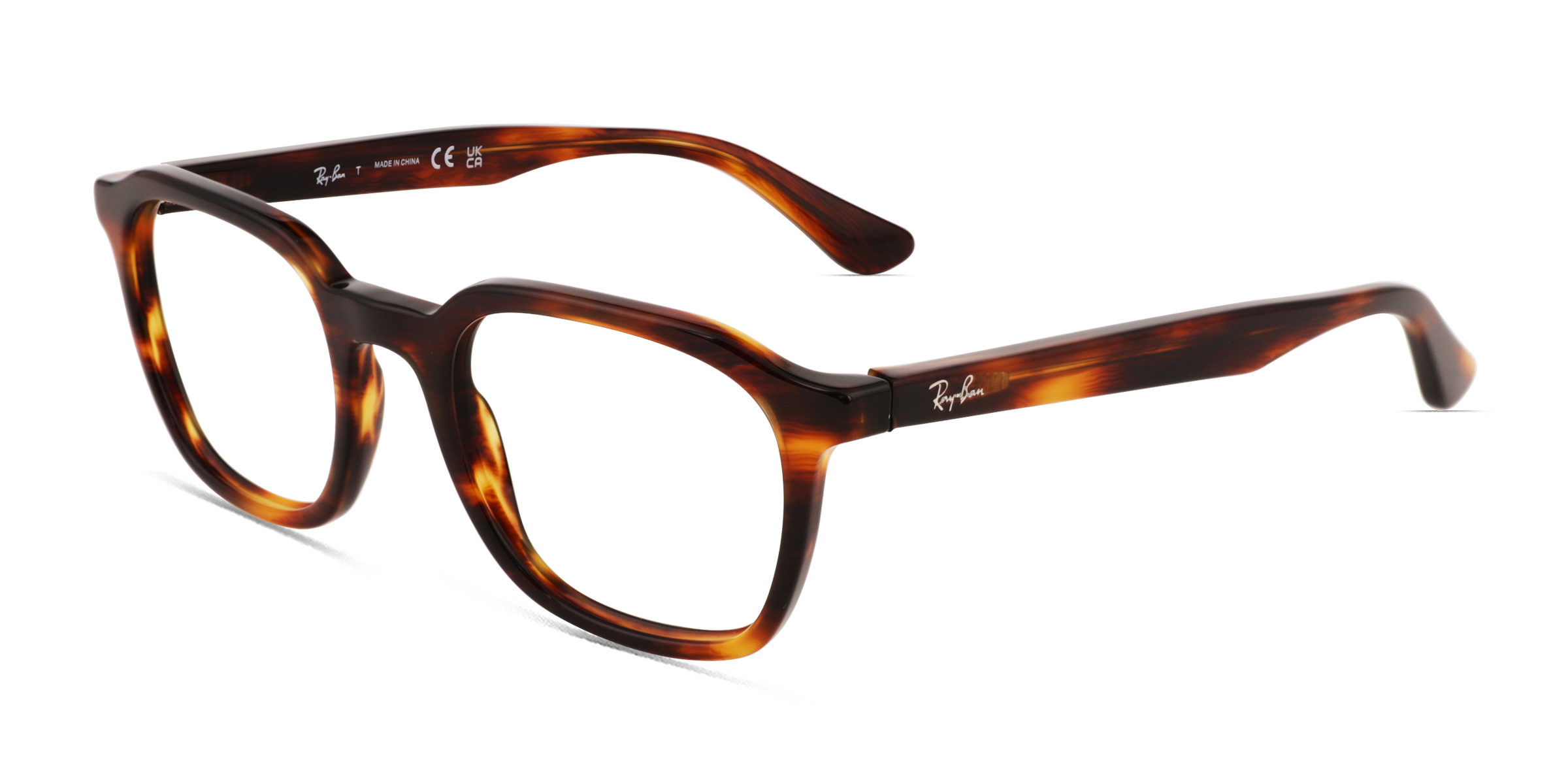 Ray-Ban RB5390 - Square Striped Tortoise Frame Eyeglasses ...