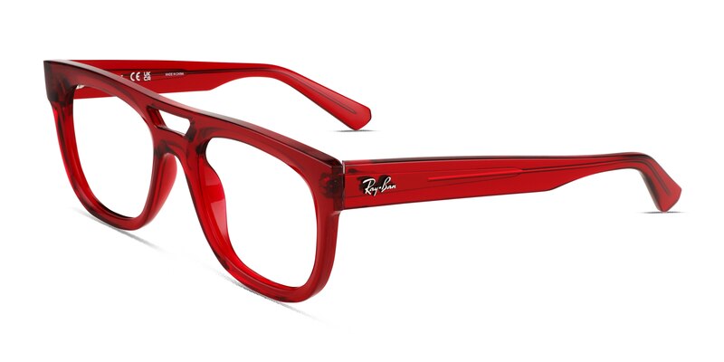 Ray-Ban RB7226 Phil - Aviator Transparent Red Frame Eyeglasses ...