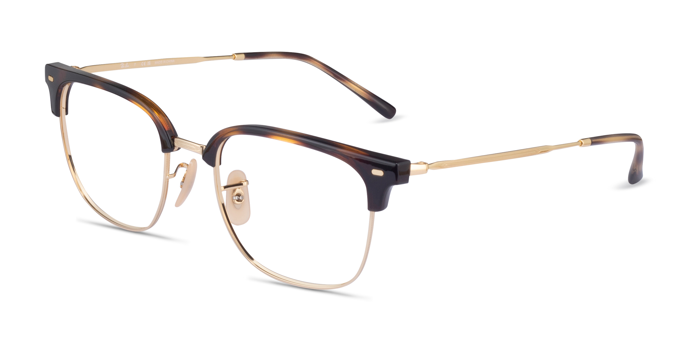 Ray-Ban RB7216 New Clubmaster - Browline Tortoise Gold Frame Eyeglasses ...