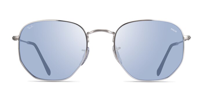 Ray-Ban RB3548 - Geometric Shiny Silver Frame Prescription Sunglasses ...