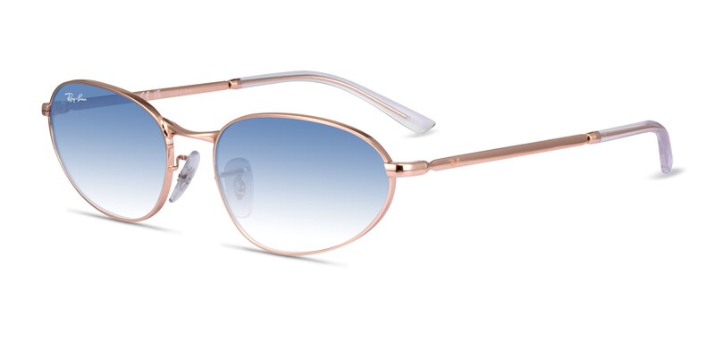 Ray-Ban RB3734 - Oval Rose Gold Frame Prescription Sunglasses ...