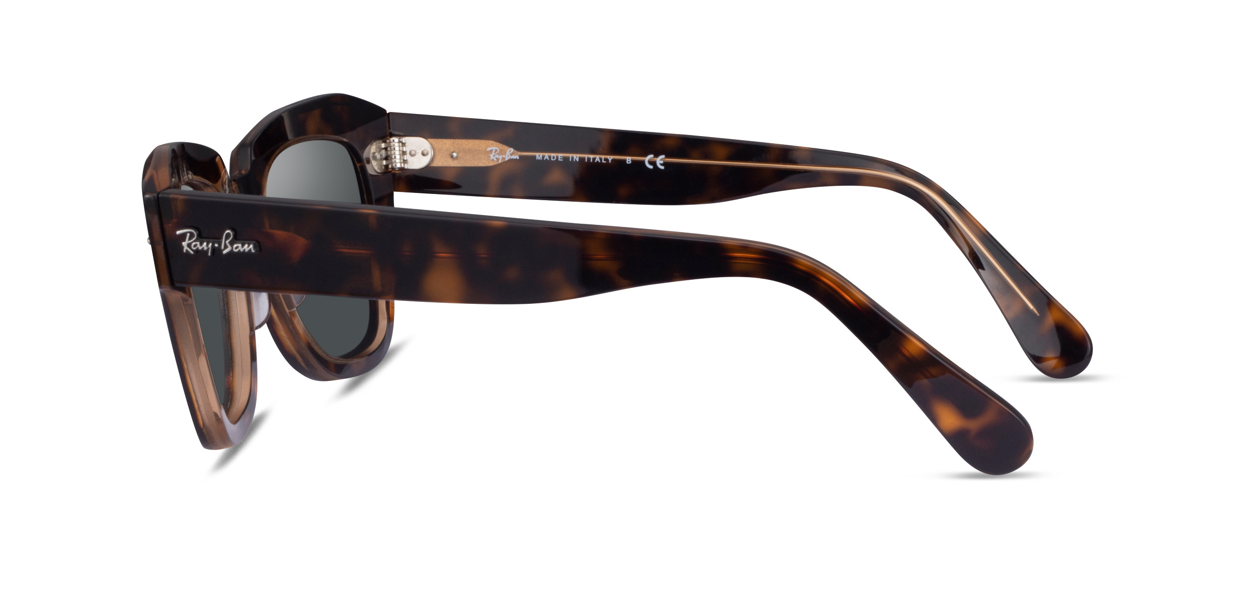 Ray-Ban State Street - Square Havana On Transparent Brown Frame ...