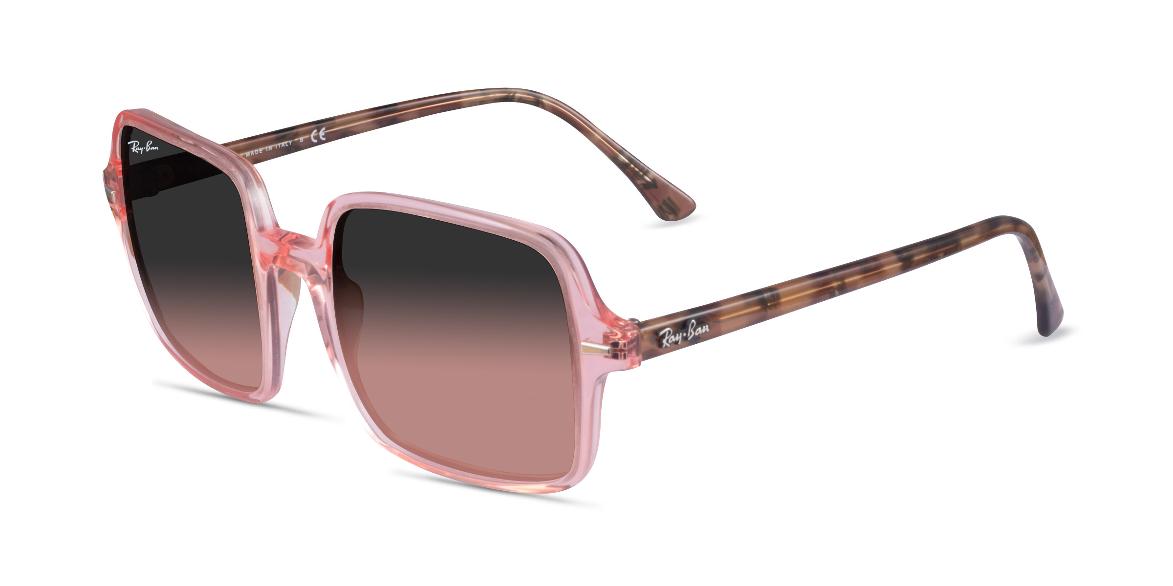 Ray-Ban Square II - Square Transparent Pink Frame Sunglasses For Women ...