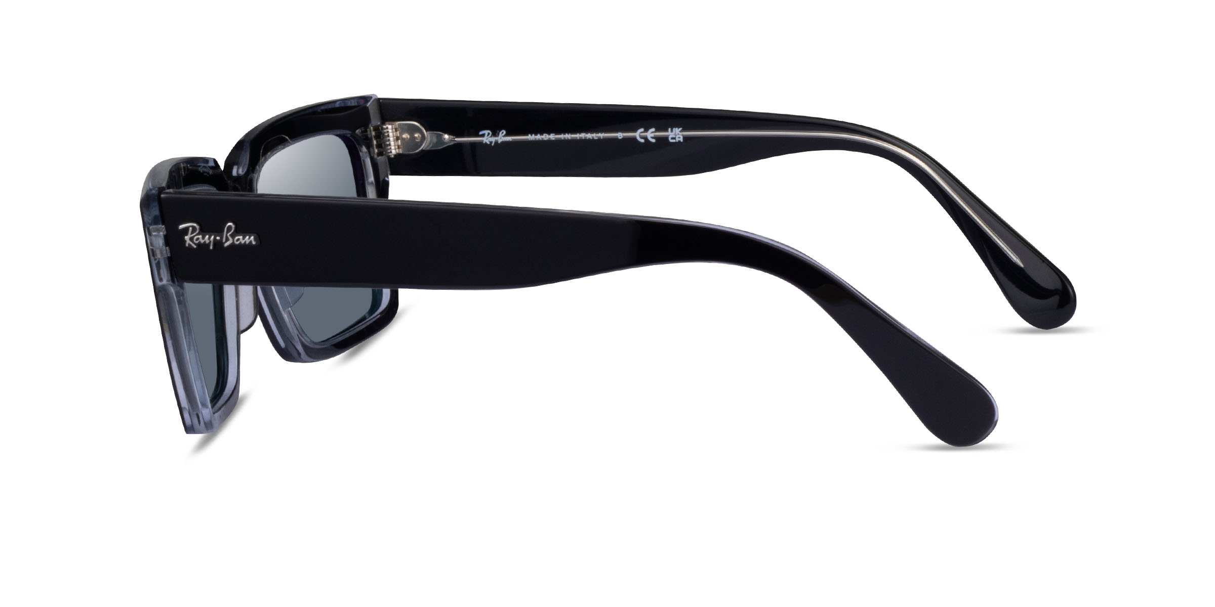 RAY-BAN RB2191 - Rectangle Black Clear Frame Prescription Sunglasses ...