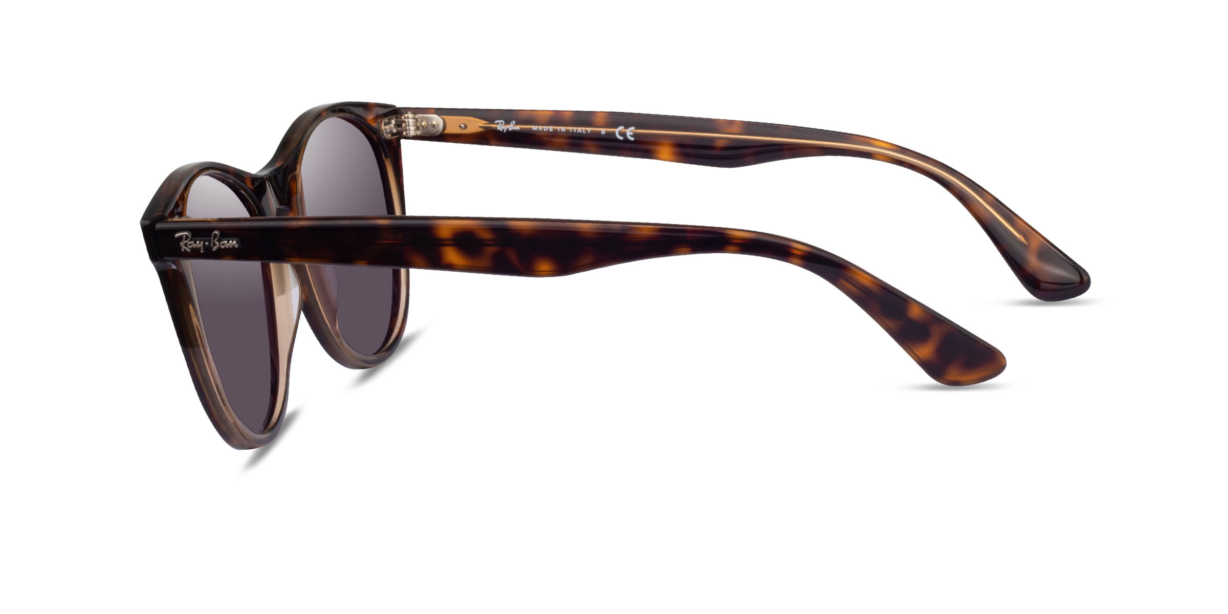 Ray-Ban RB2185 - Round Tortoise On Transparent Brown Frame Prescription ...