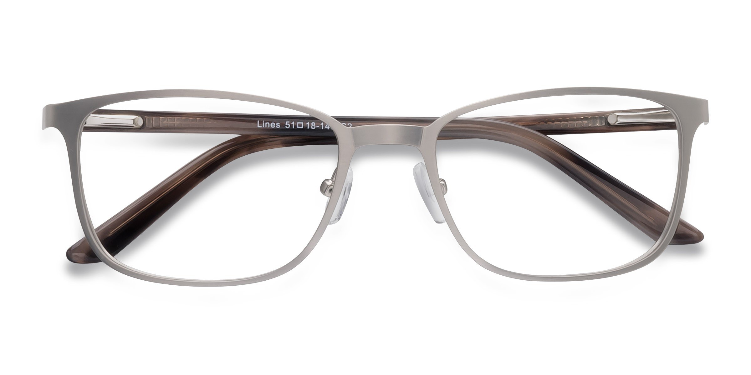 Lines Rectangle Silver Full Rim Eyeglasses | Eyebuydirect Canada