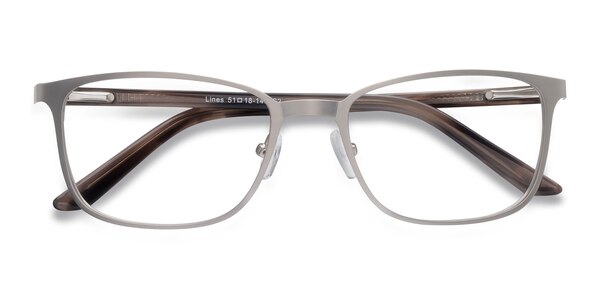 Lines Rectangle Silver Full Rim Eyeglasses | Eyebuydirect