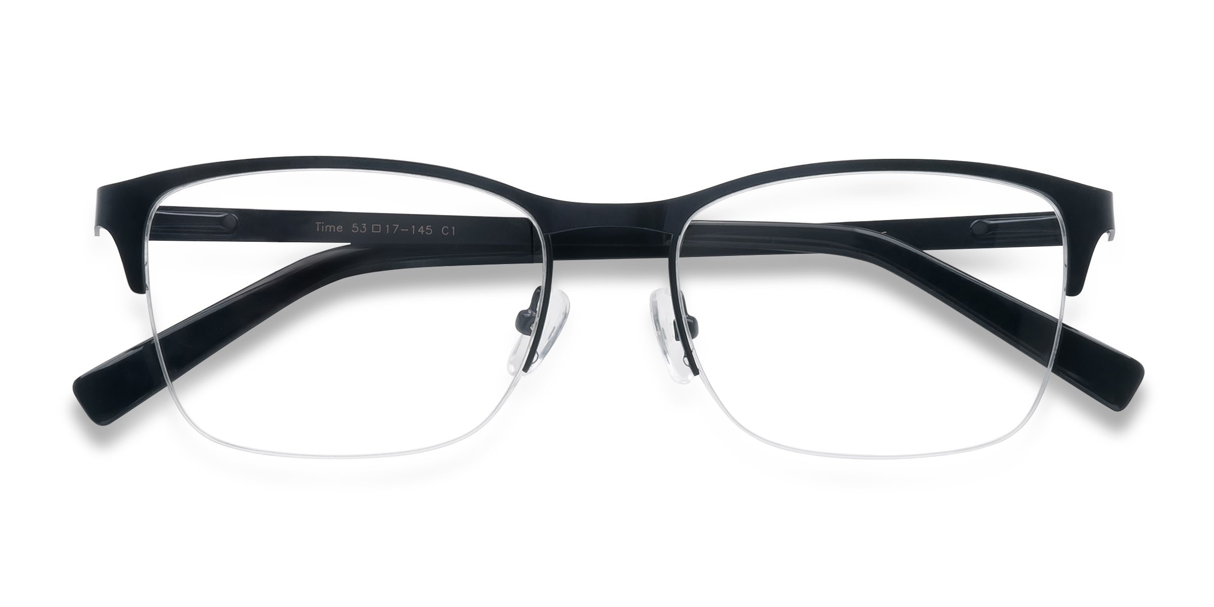 Time Rectangle Navy Semi Rimless Eyeglasses | Eyebuydirect