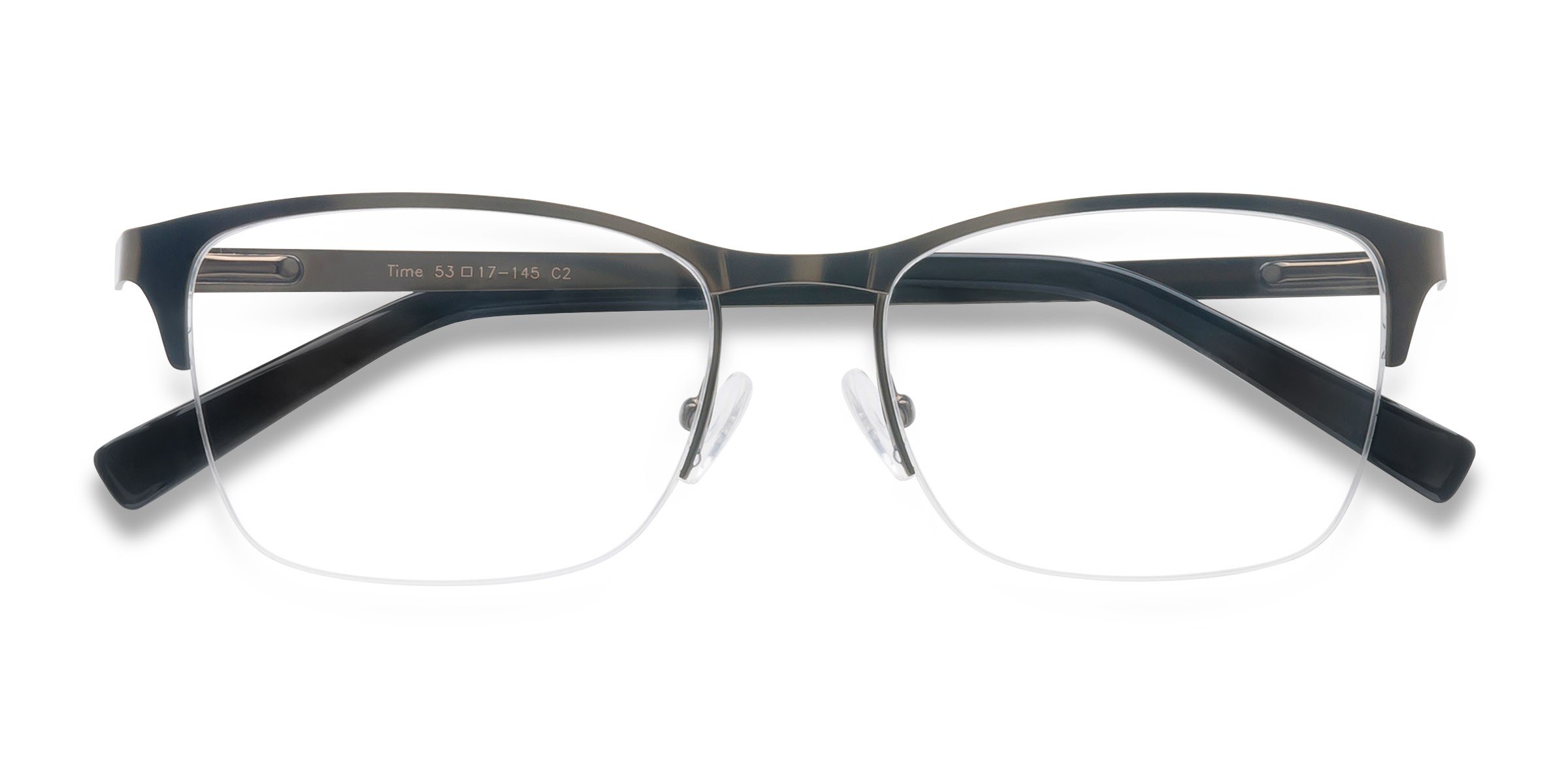Time Rectangle Matte Green Semi Rimless Eyeglasses | Eyebuydirect Canada