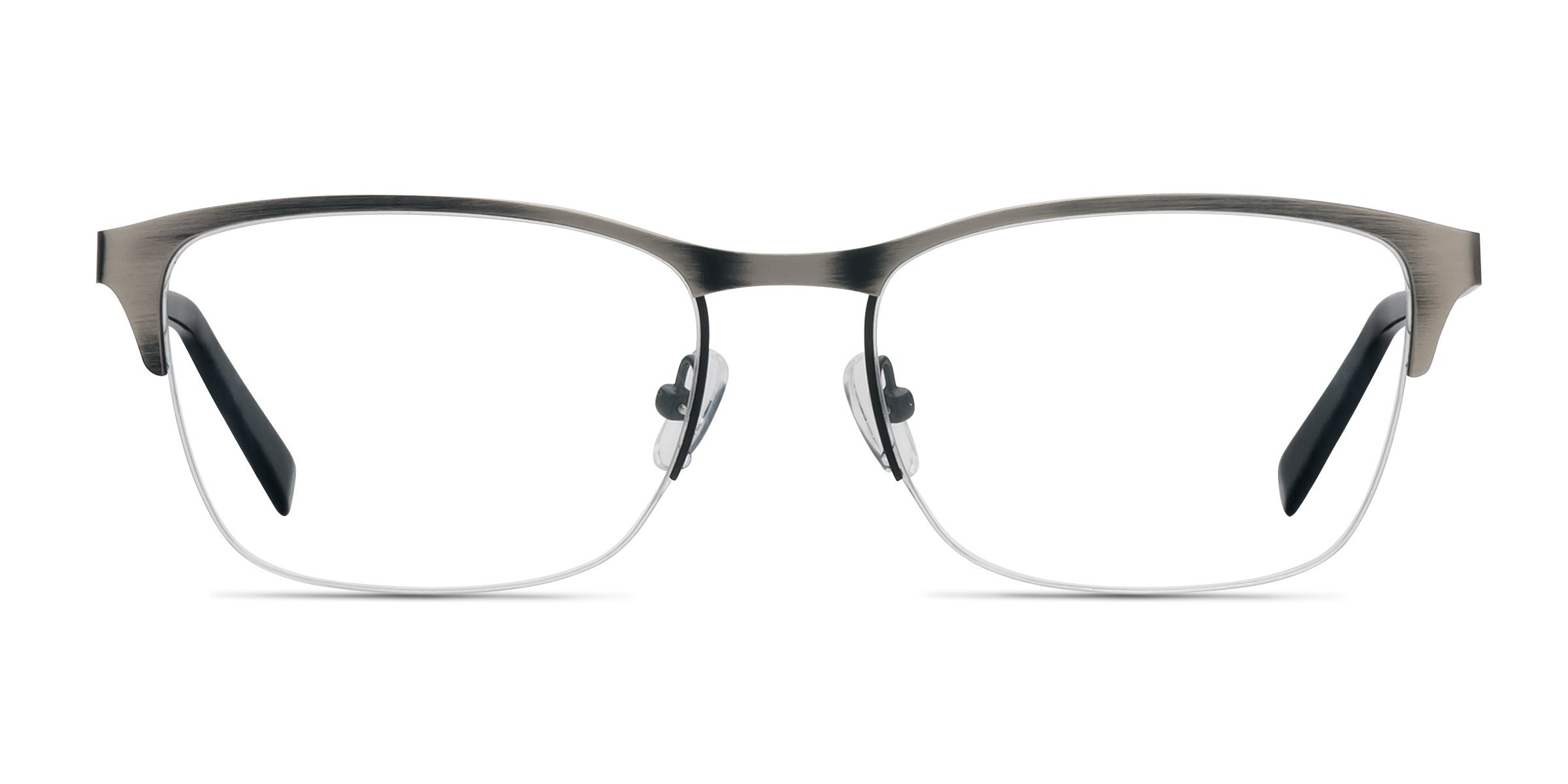 Time Rectangle Matte Silver Semi Rimless Eyeglasses | Eyebuydirect