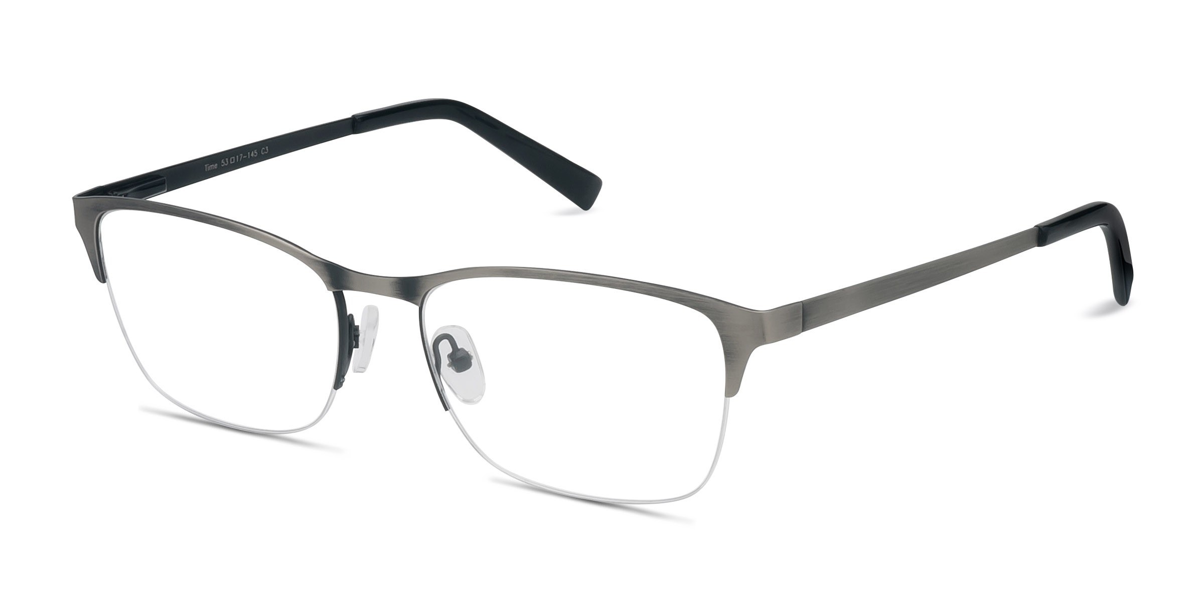 Time Rectangle Matte Silver Semi Rimless Eyeglasses | Eyebuydirect Canada