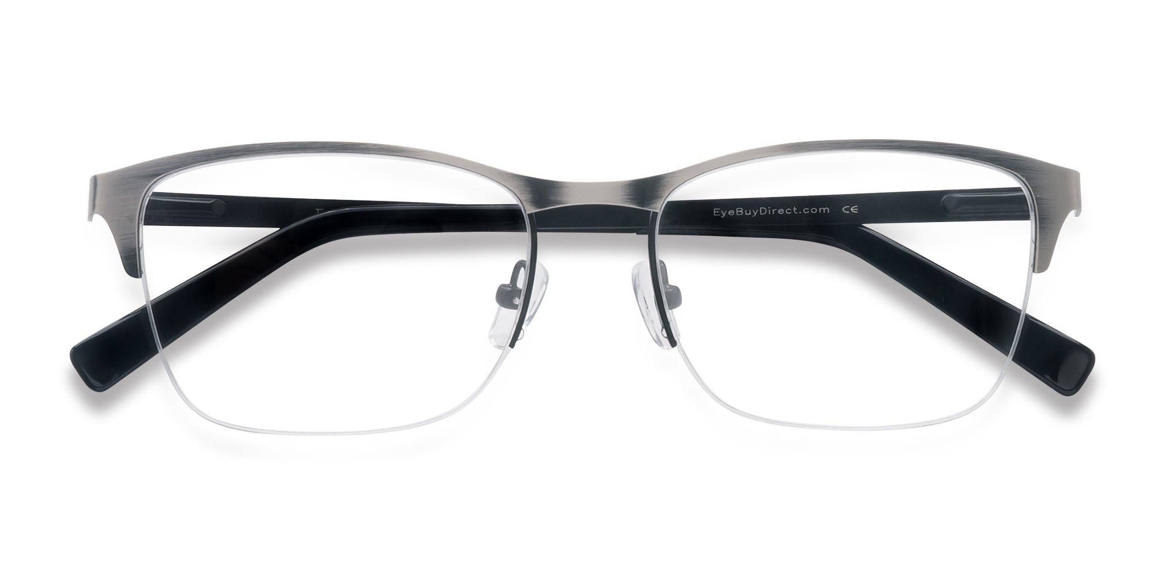 Time Rectangle Matte Silver Semi Rimless Eyeglasses | Eyebuydirect Canada