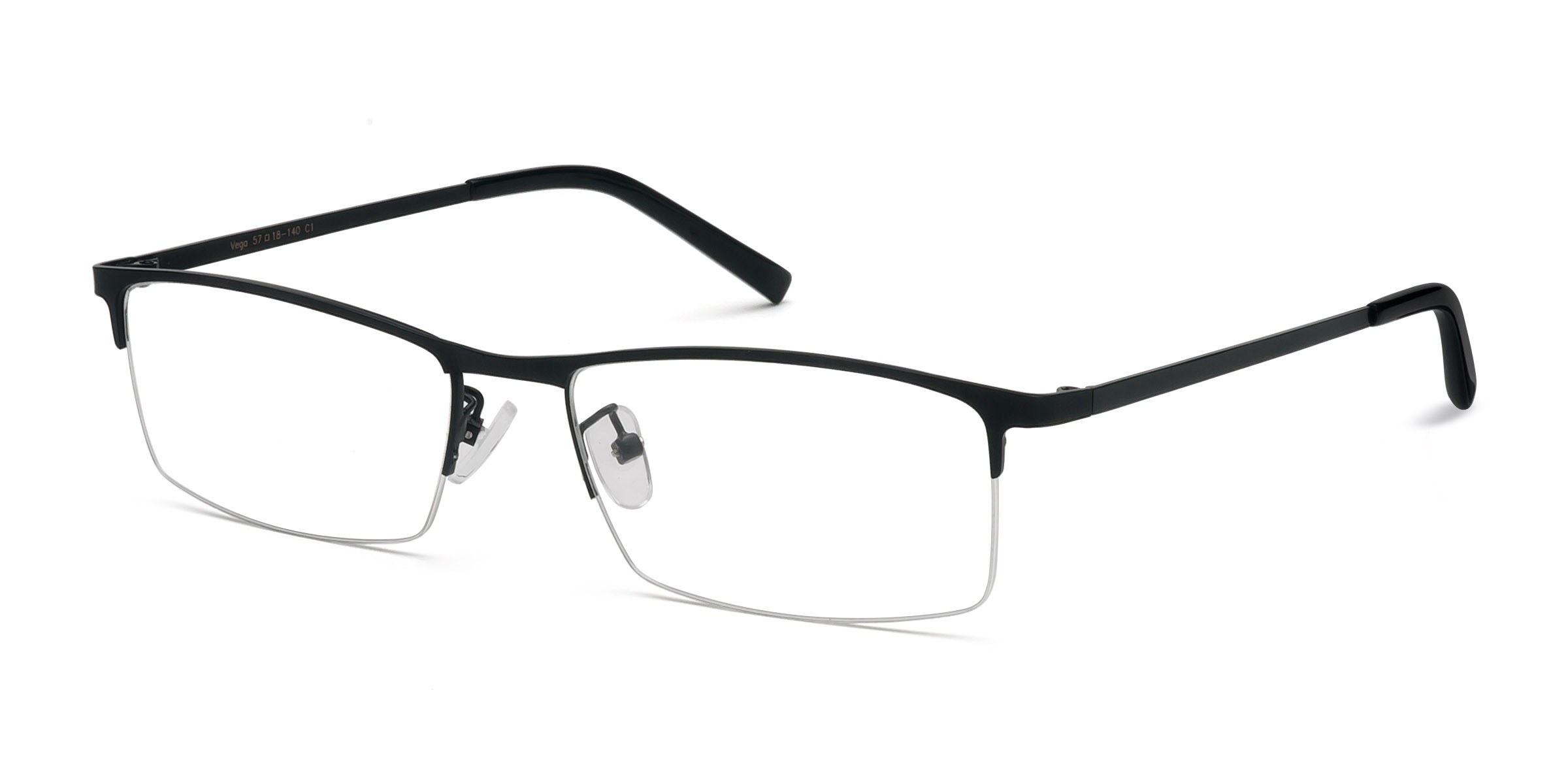 Vega Rectangle Black Semi Rimless Eyeglasses | Eyebuydirect