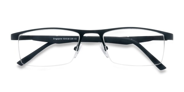 Singapore Rectangle Black Semi Rimless Eyeglasses | Eyebuydirect