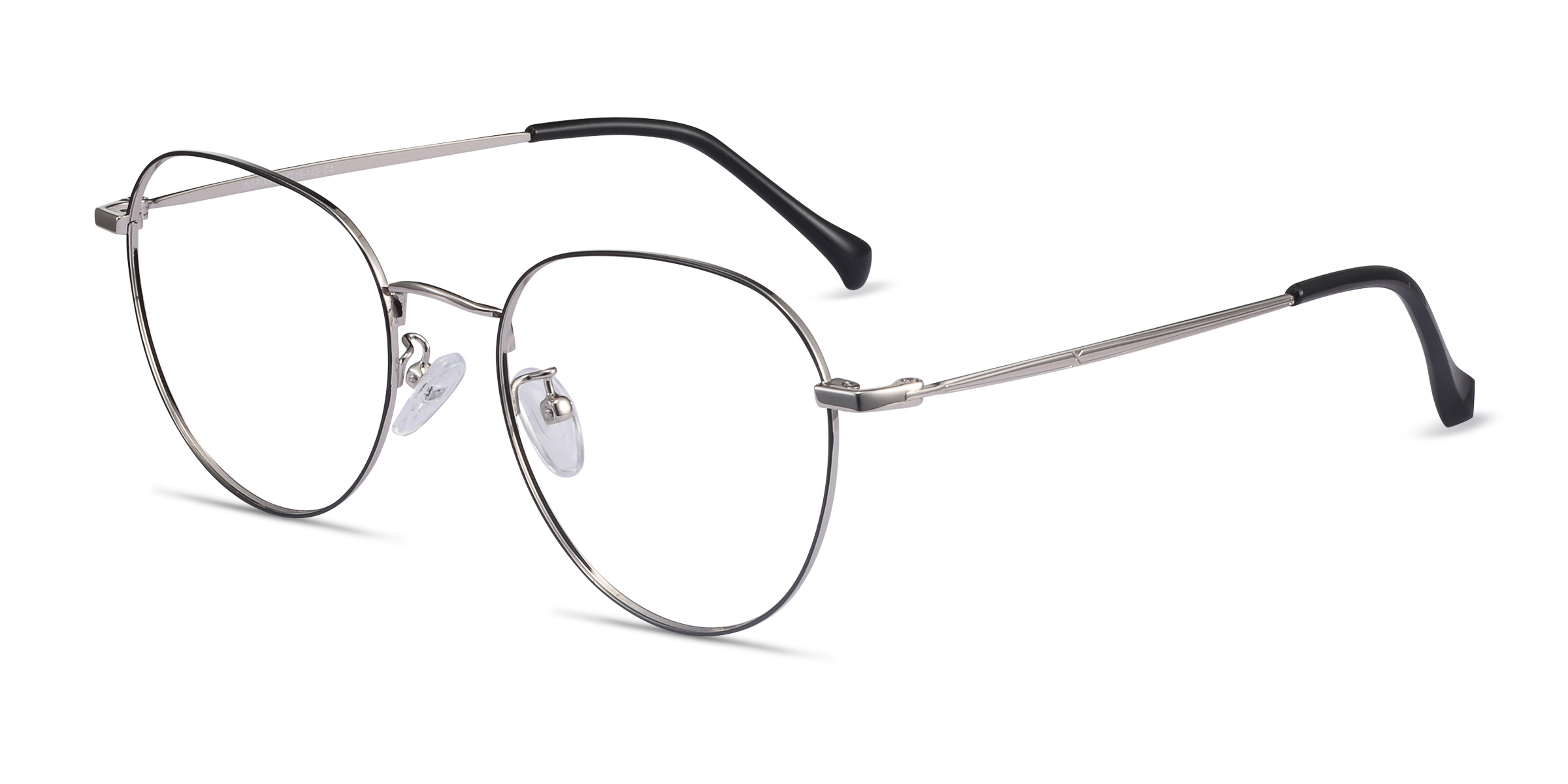 Inspire Round Black Silver Full Rim Eyeglasses | Eyebuydirect
