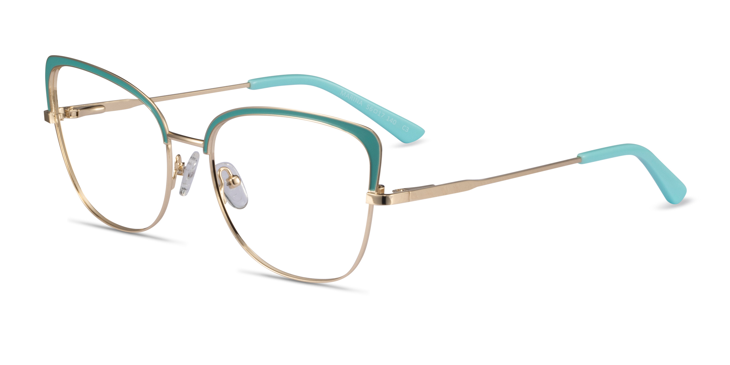 Marina Cat Eye Aqua Gold Glasses For Women Eyebuydirect Canada