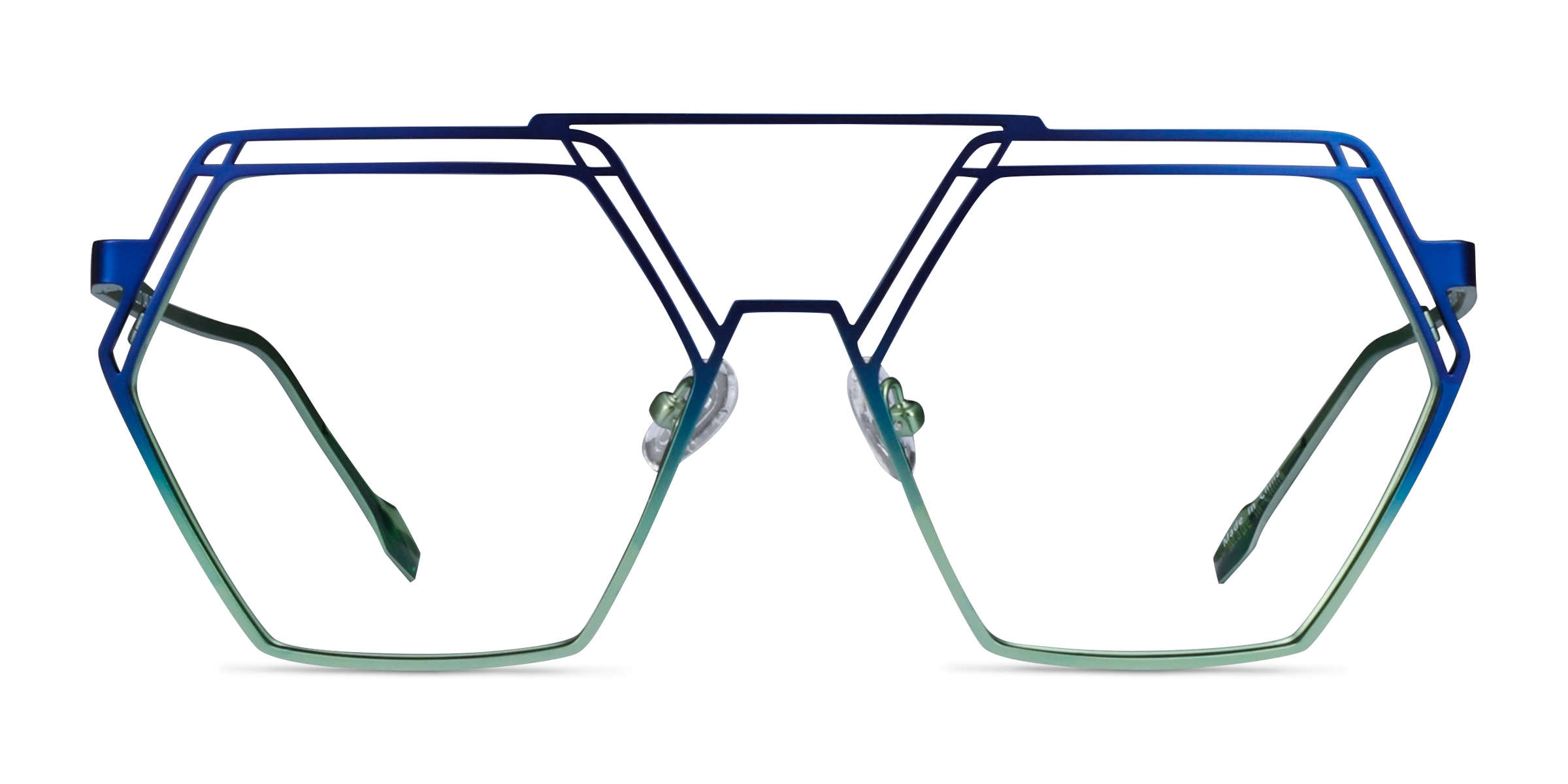 Cyber Geometric Blue Green Glasses for Women | Eyebuydirect Canada
