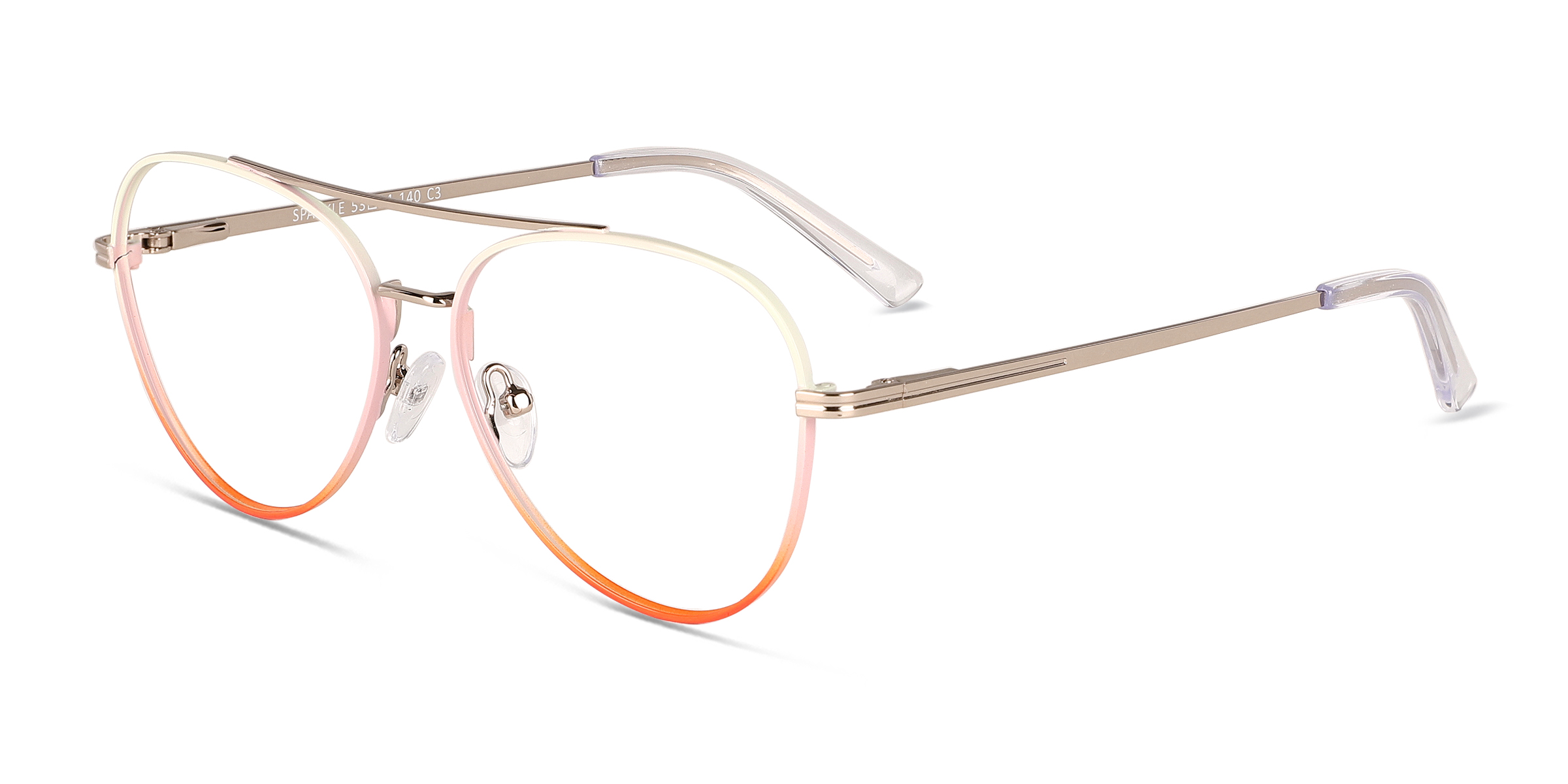 Sparkle Aviator Gradient Orange Full Rim Eyeglasses | Eyebuydirect