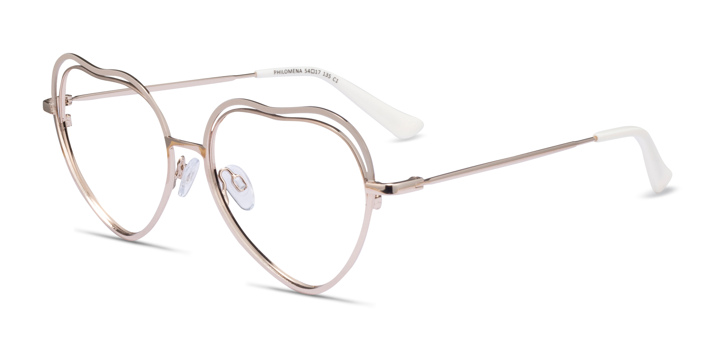 Philomena Heart Shiny Gold White Glasses for Women | Eyebuydirect
