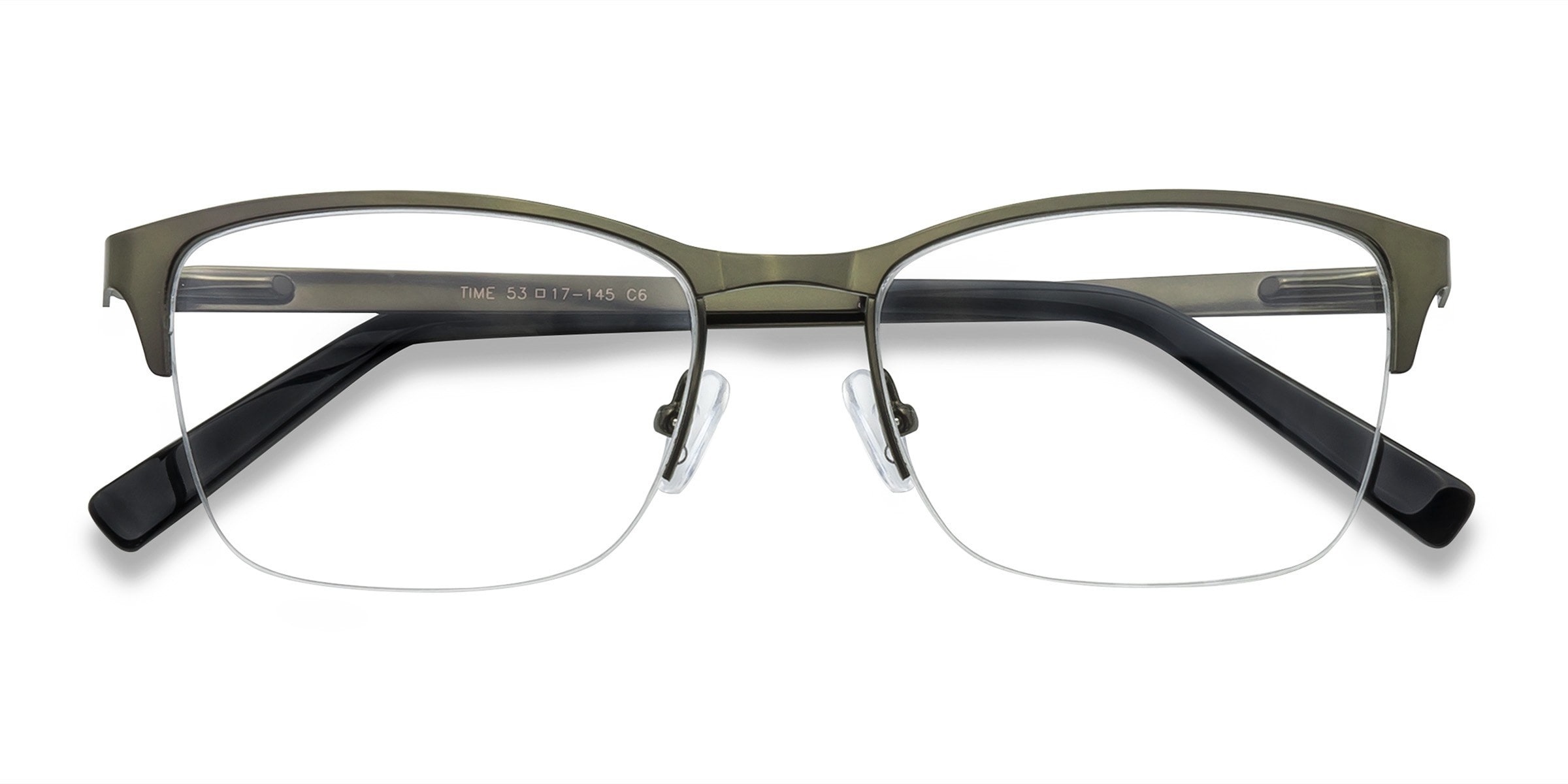Time Rectangle Green Semi Rimless Eyeglasses | Eyebuydirect Canada