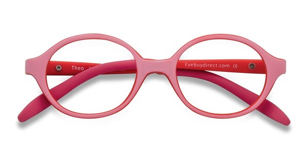 Theo Round Pink & Red Glasses For Kids | Eyebuydirect Canada