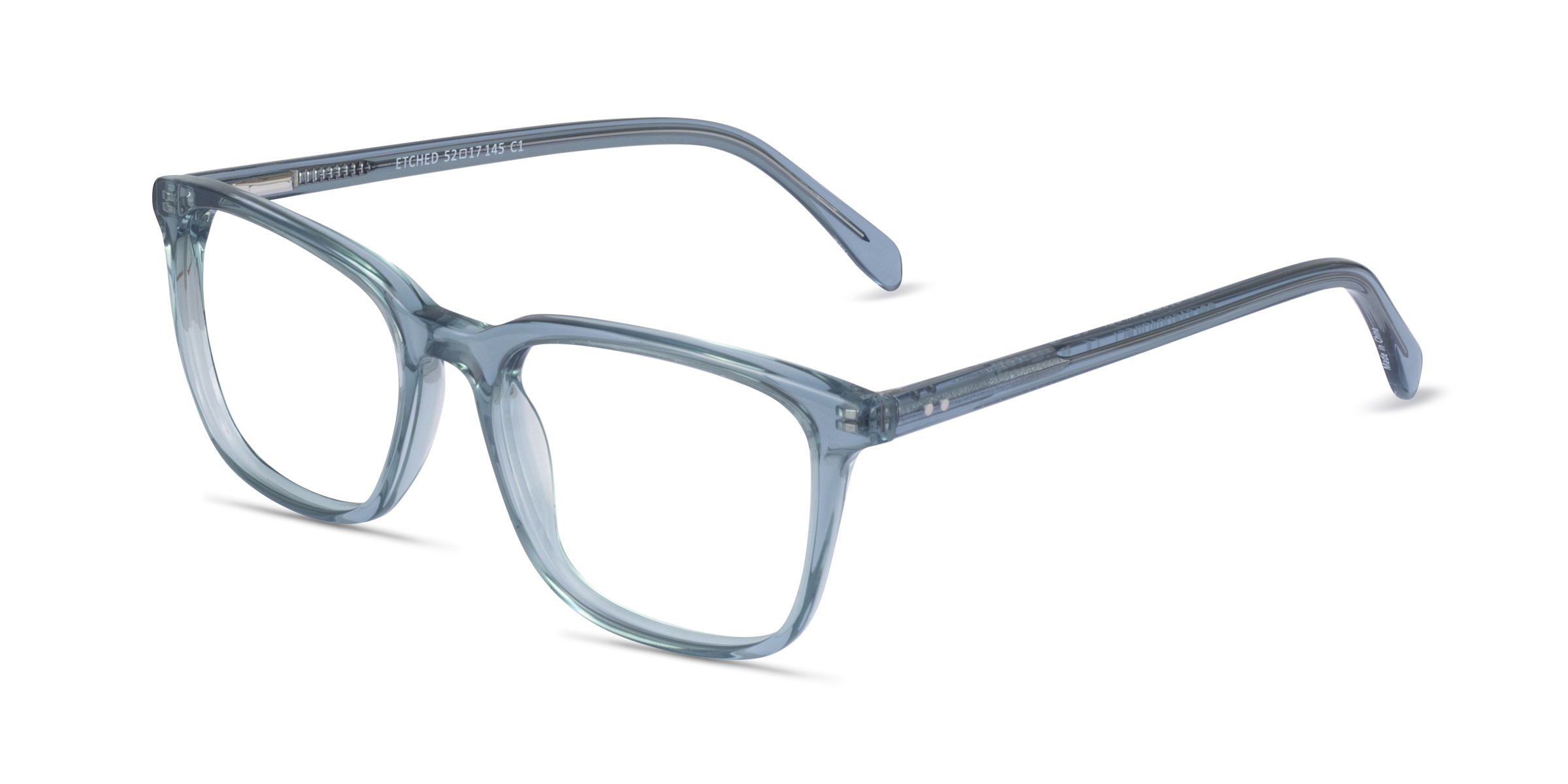 Etched Rectangle Clear Blue Full Rim Eyeglasses | Eyebuydirect Canada