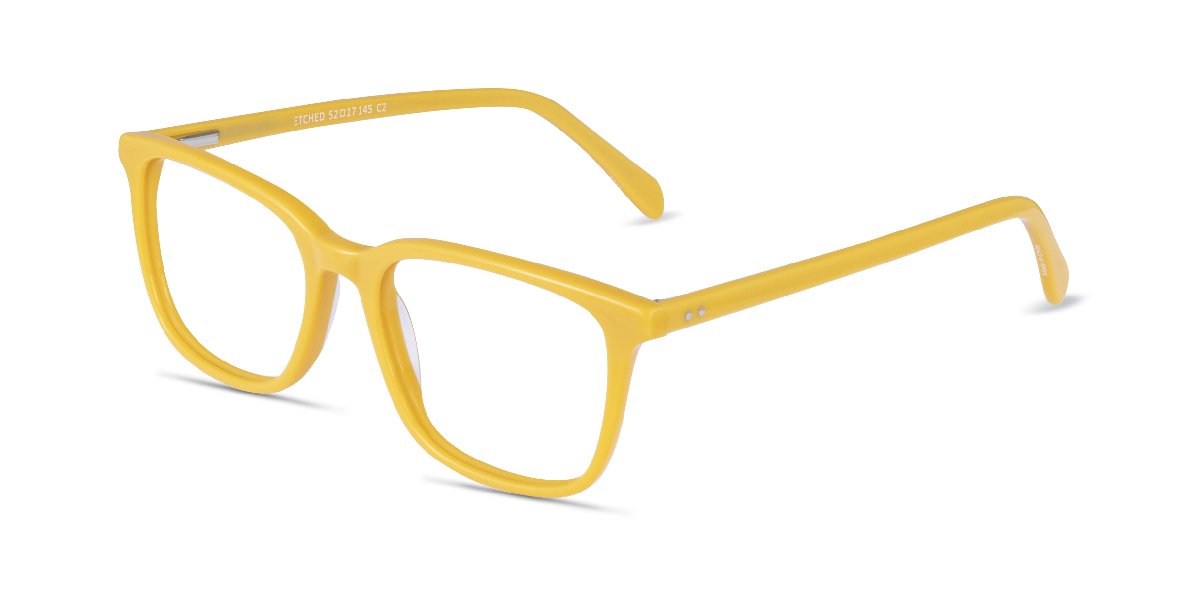 Etched Rectangle Yellow Full Rim Eyeglasses | Eyebuydirect Canada
