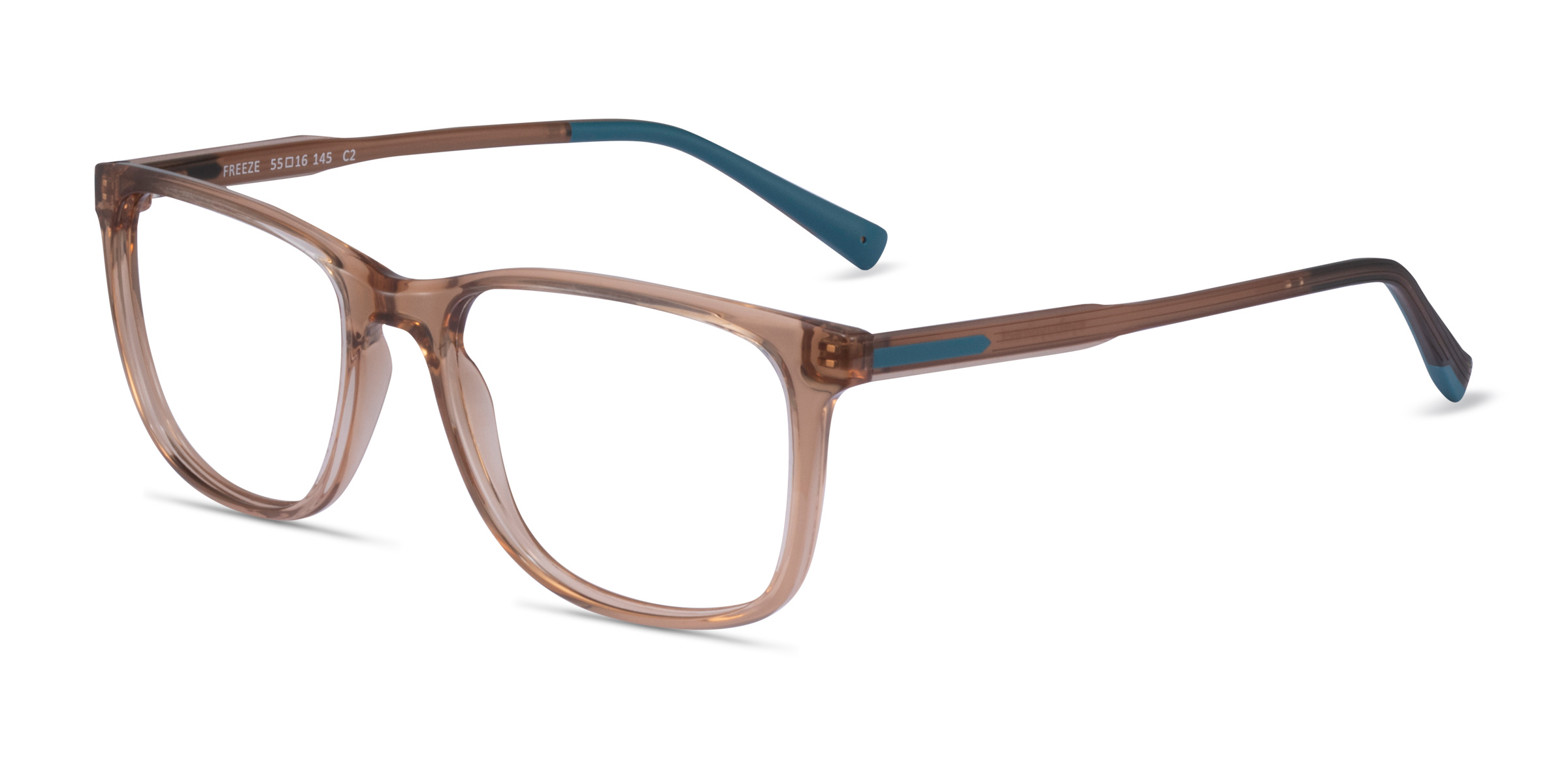 Freeze Rectangle Clear Brown Full Rim Eyeglasses | Eyebuydirect