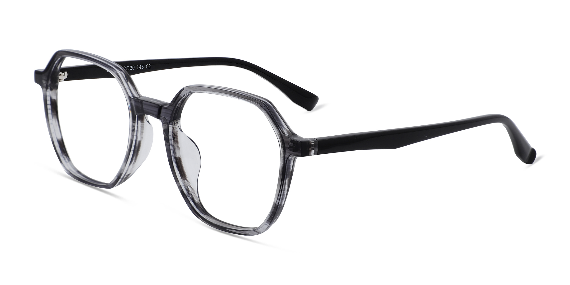 Oscar Geometric Gray Striped Black Full Rim Eyeglasses | Eyebuydirect