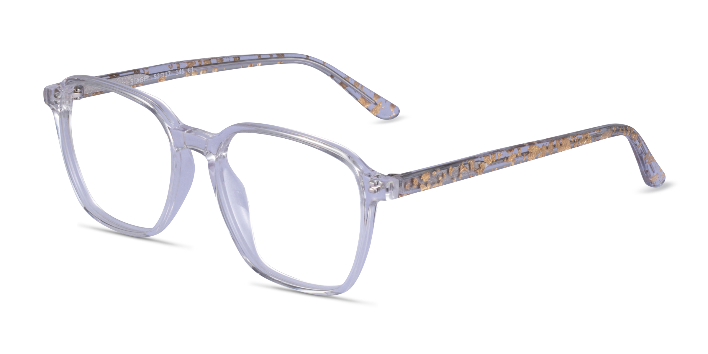 Stage Square Clear Gold Full Rim Eyeglasses | Eyebuydirect