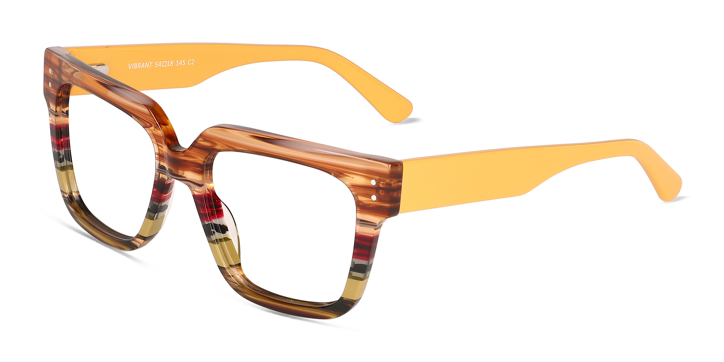 Vibrant Square Brown Yellow Striped Full Rim Eyeglasses | Eyebuydirect