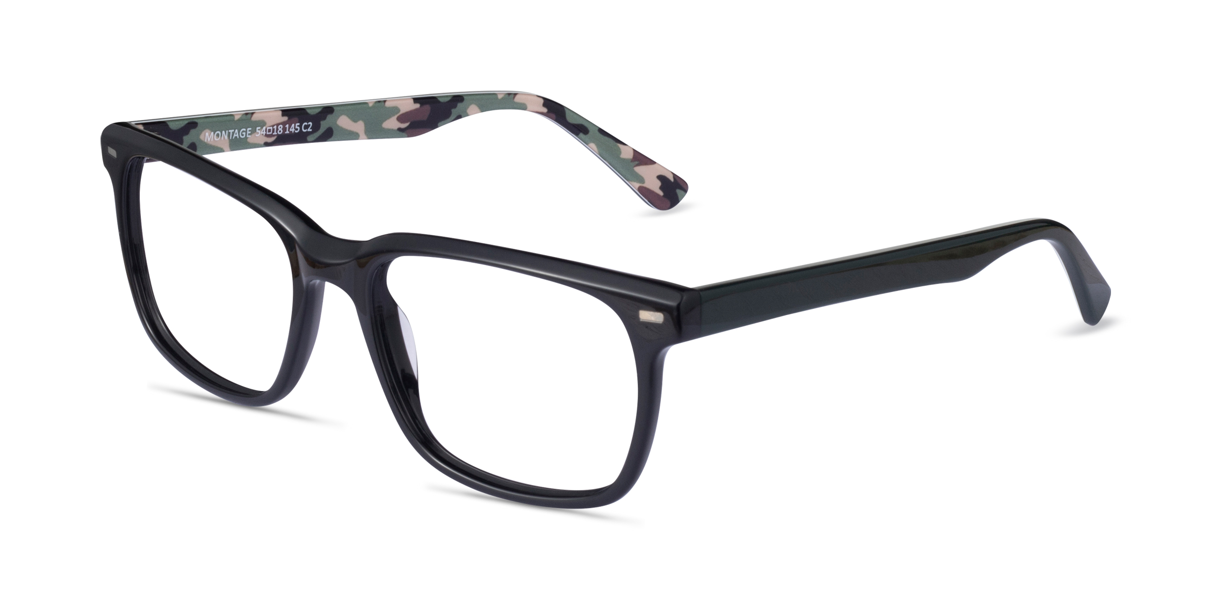 Montage Rectangle Solid Black Green Glasses for Men | Eyebuydirect