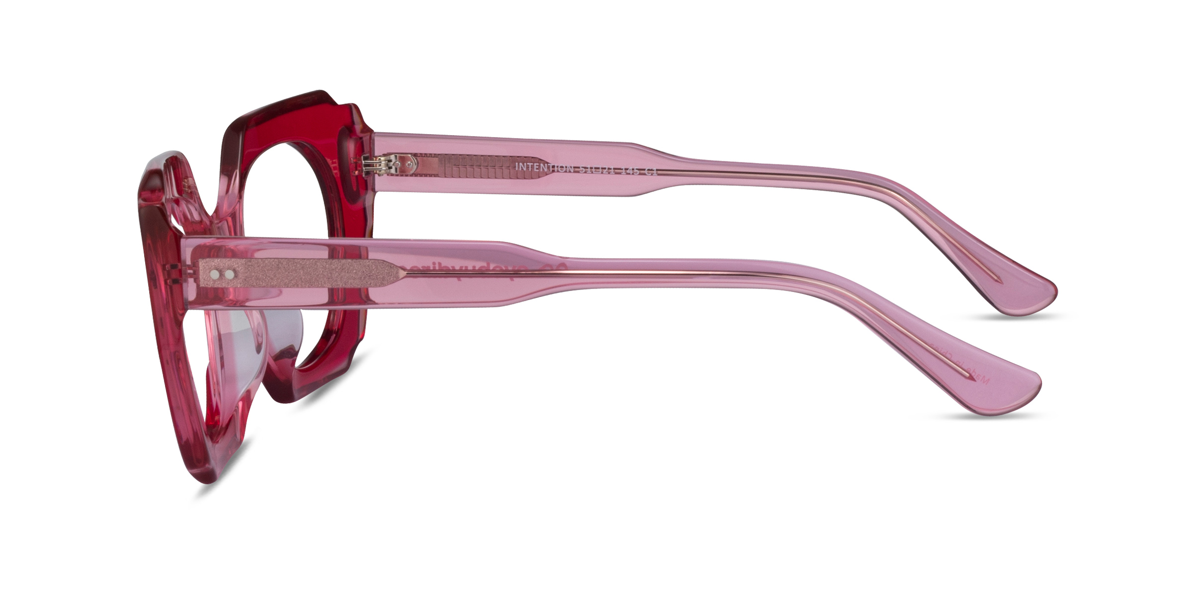 Intention Square Crystal Red Pink Glasses for Women | Eyebuydirect