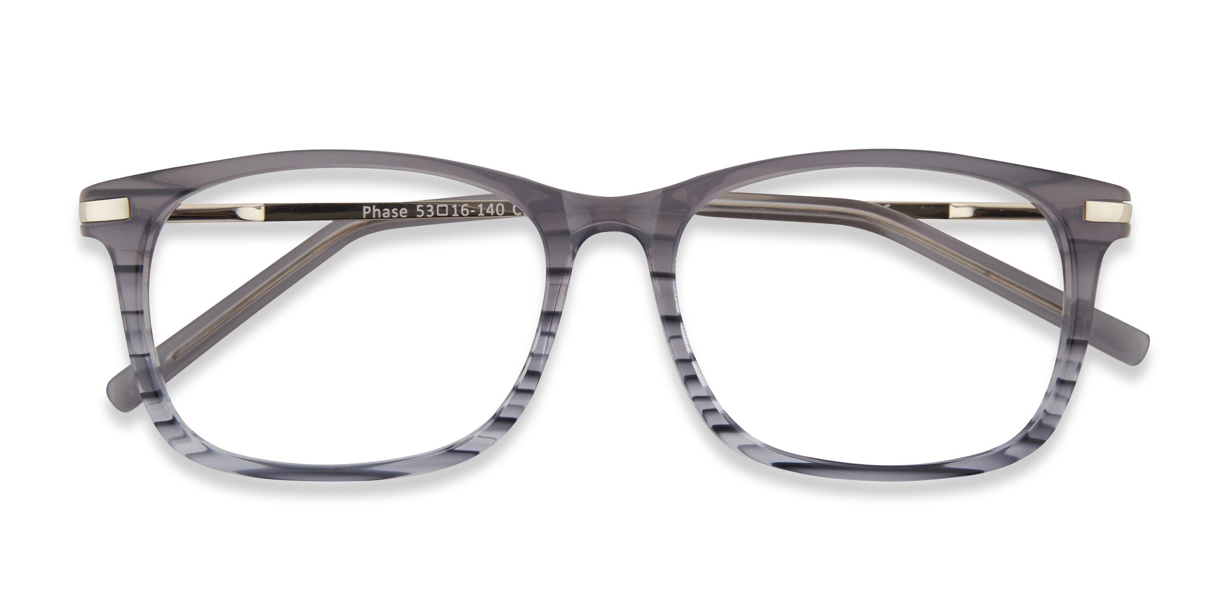 Phase Rectangle Gray Striped Full Rim Eyeglasses | Eyebuydirect Canada