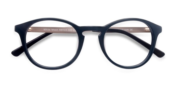 White Moon Round Navy Full Rim Eyeglasses | Eyebuydirect