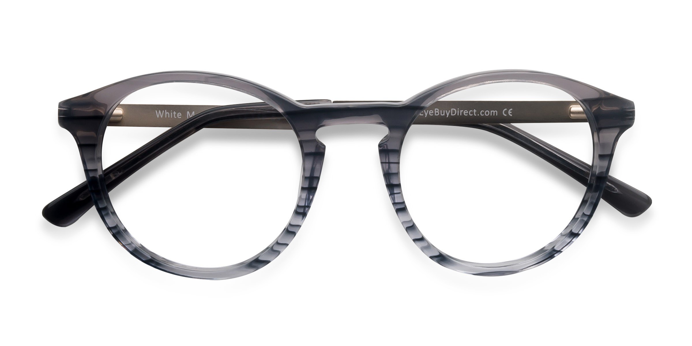 White Moon Round Blue Striped Full Rim Eyeglasses | Eyebuydirect Canada