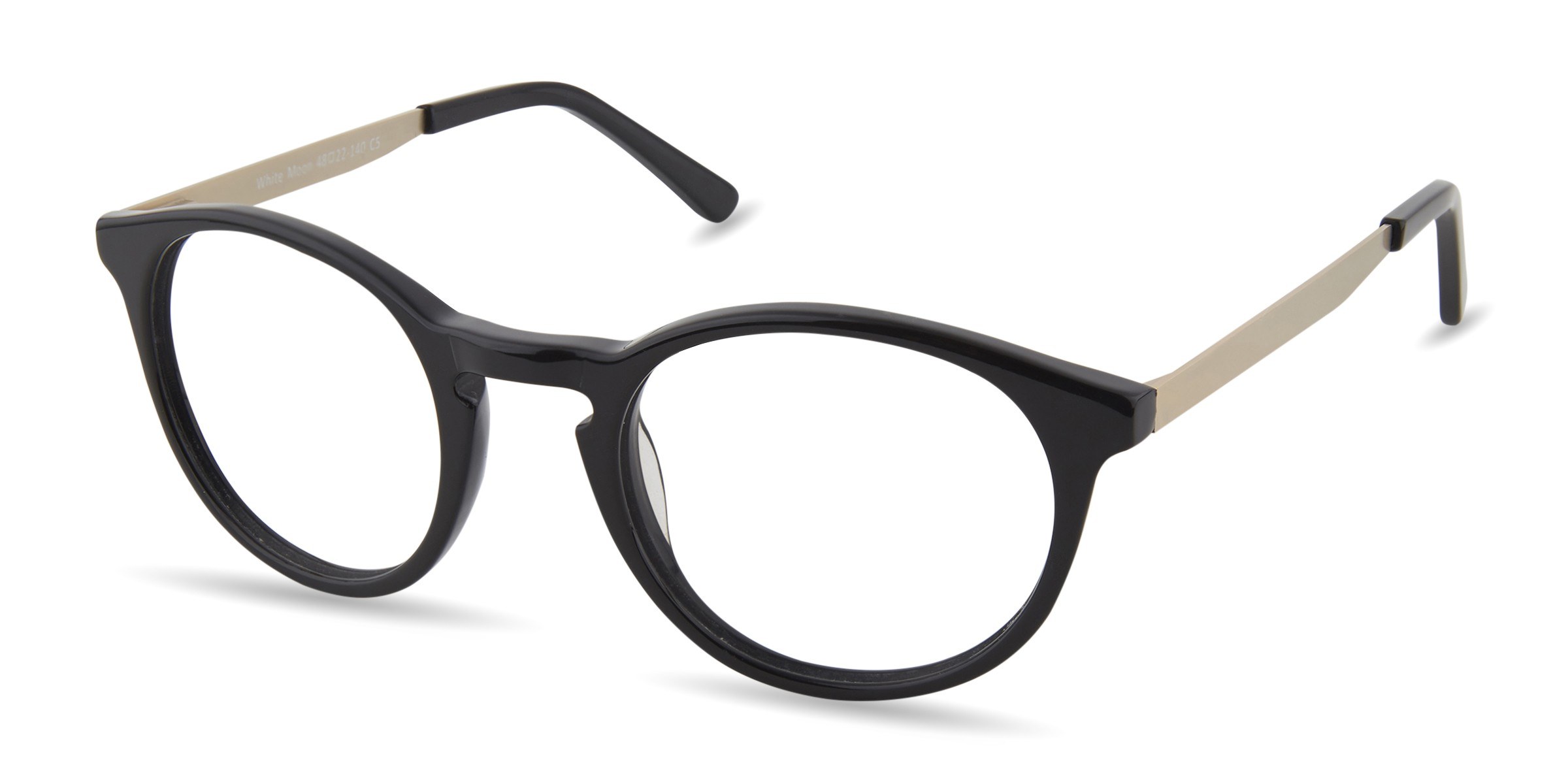 White Moon Round Black Full Rim Eyeglasses | Eyebuydirect